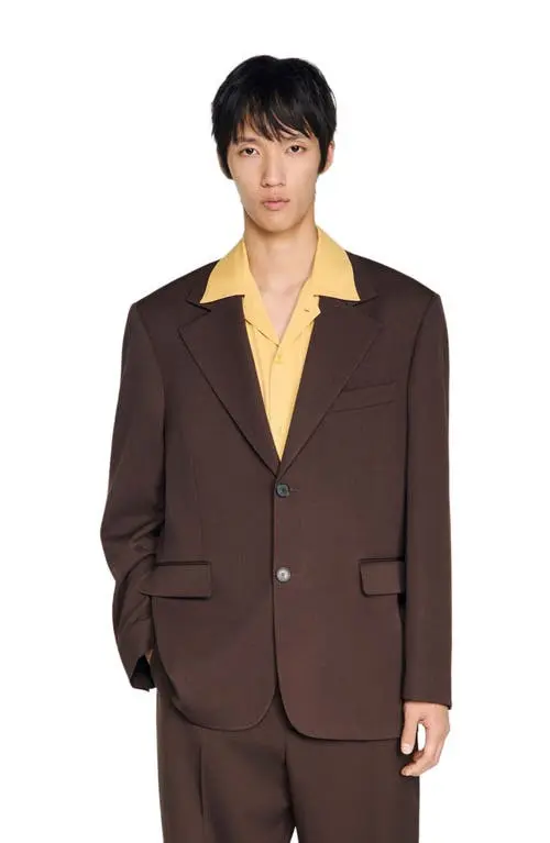 Sandro Oversized Wool Jacket - Chocolate