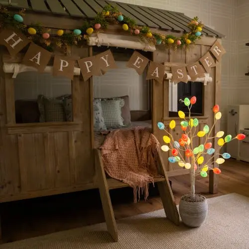 NEARLY NATURAL 3-ft Pre-lit Artificial Easter Twig Tree With 40 Egg Shaped Led Ornaments