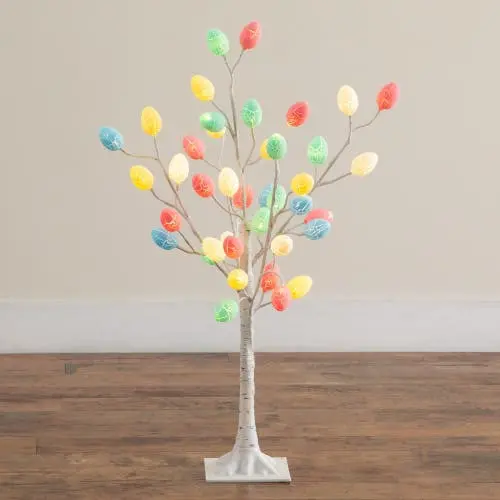 NEARLY NATURAL 3-ft Pre-lit Artificial Easter Twig Tree With 40 Egg Shaped Led Ornaments