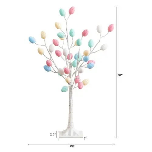 NEARLY NATURAL 3-ft Pre-lit Artificial Easter Twig Tree With 40 Egg Shaped Led Ornaments