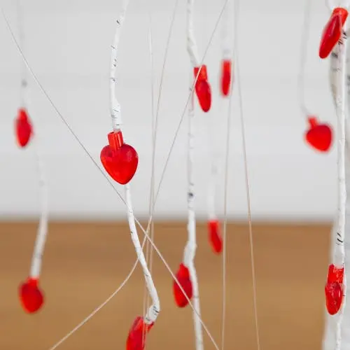 NEARLY NATURAL 4-ft Pre-lit Artificial Valentine's Day Willow Tree With 48 Heart Shaped Led Lights