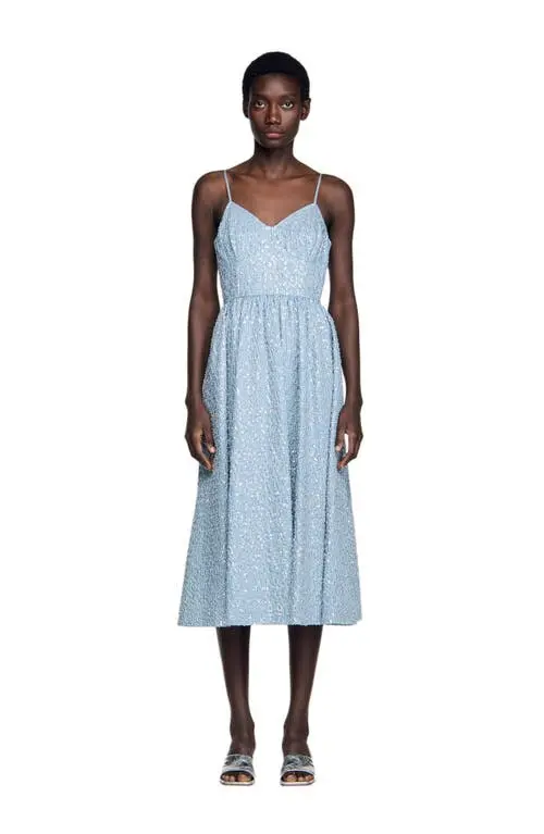 Sandro Striped Sequined Maxi Dress - Blue