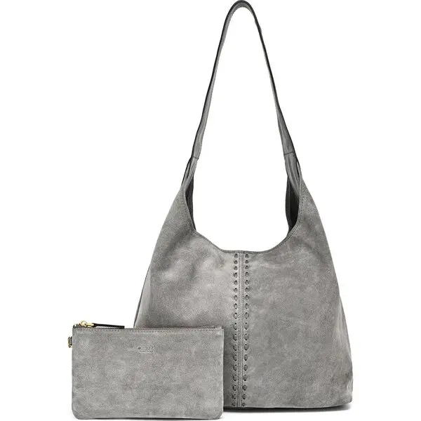 OLD TREND Hydrangea Genuine Leather Suede Classic Hobo Bag - Grey