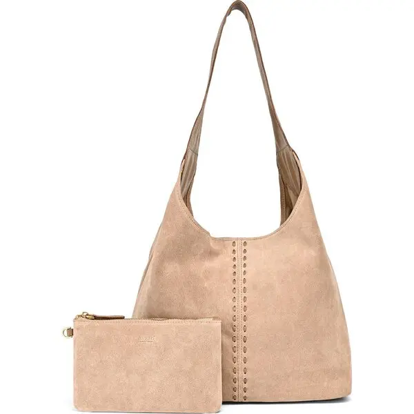 OLD TREND Hydrangea Genuine Leather Suede Classic Hobo Bag - Tan