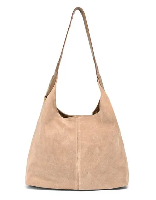 OLD TREND Genuine Leather Suede Hobo Bag - Tan