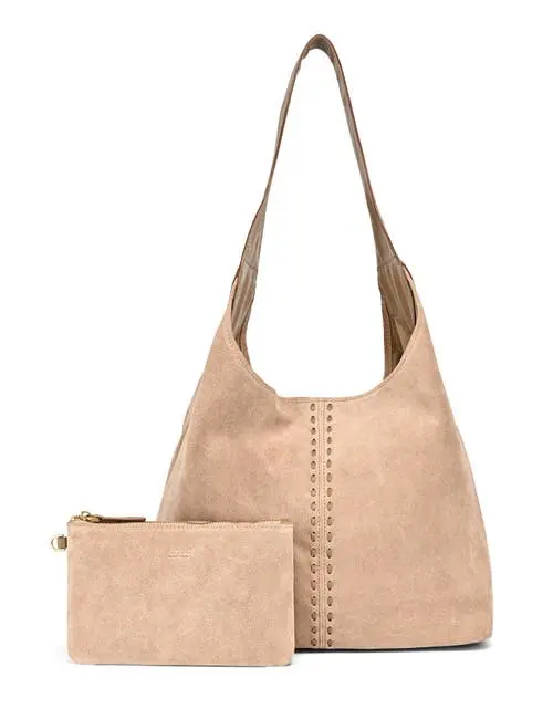 OLD TREND Genuine Leather Suede Hobo Bag - Tan