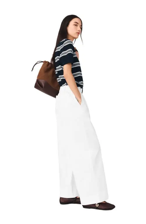 Maje Wide-leg Cotton Trousers