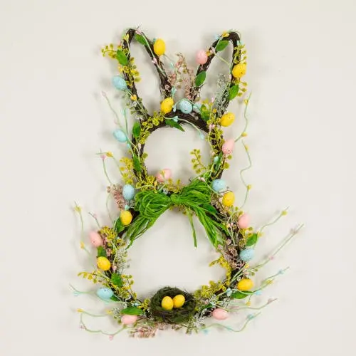 NEARLY NATURAL 22-in Artificial Easter Bunny Shaped Wreath