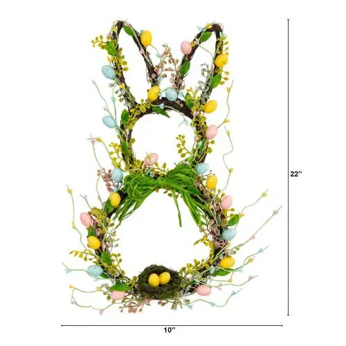 NEARLY NATURAL 22-in Artificial Easter Bunny Shaped Wreath