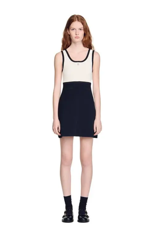 Sandro Two-tone Knit Mini Dress