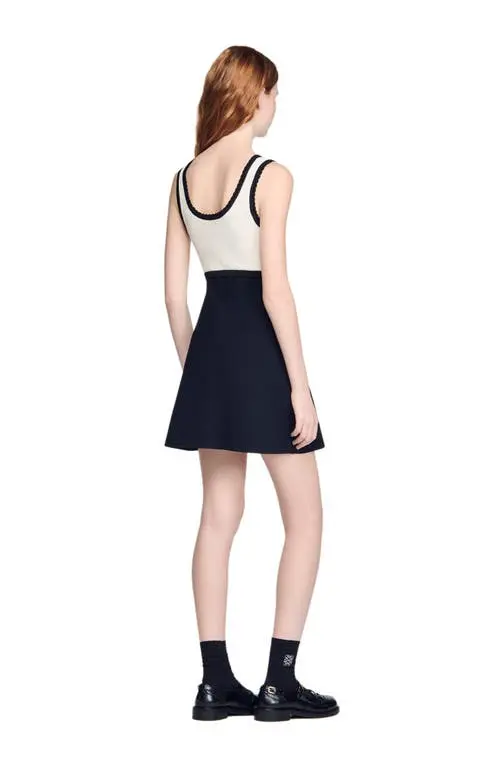 Sandro Two-tone Knit Mini Dress