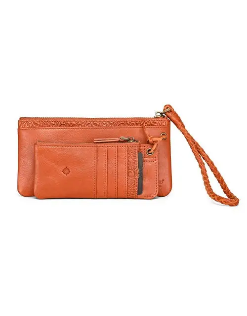 OLD TREND Marigold Genuine Leather Modular Rfid Zip Wallet - Cognac