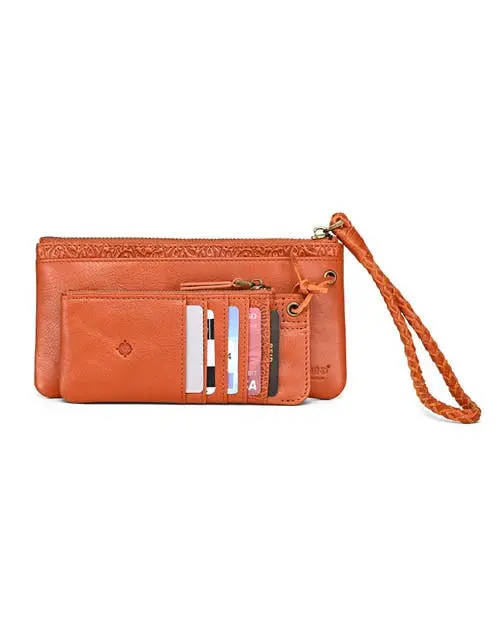 OLD TREND Marigold Genuine Leather Modular Rfid Zip Wallet - Cognac