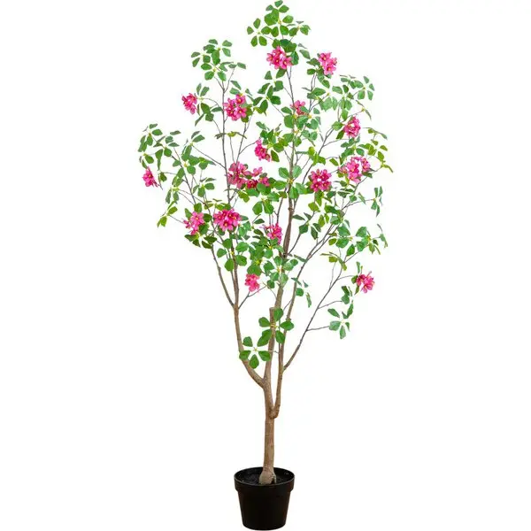 NEARLY NATURAL 5-ft Artificial Dogwood Tree With Real Touch Leaves - Green/pink