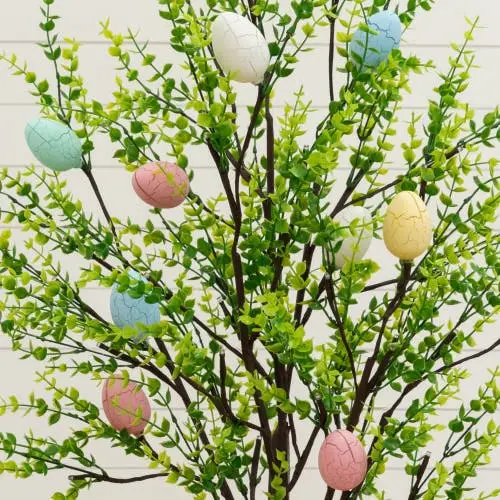 NEARLY NATURAL 3-ft Pre-lit Artificial Easter Egg Twig Tree With S And 48 Warm White Led Lights