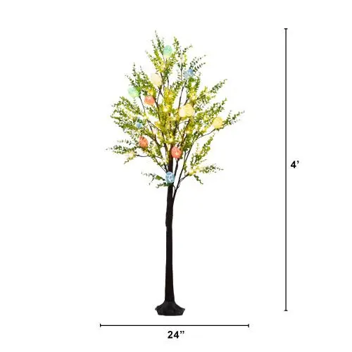 NEARLY NATURAL 3-ft Pre-lit Artificial Easter Egg Twig Tree With S And 48 Warm White Led Lights
