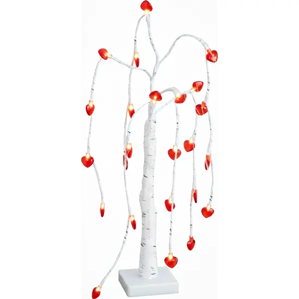 NEARLY NATURAL 2-ft Pre-lit Artificial Valentine's Day Willow Tree With 24 Heart Shaped Led Lights - White