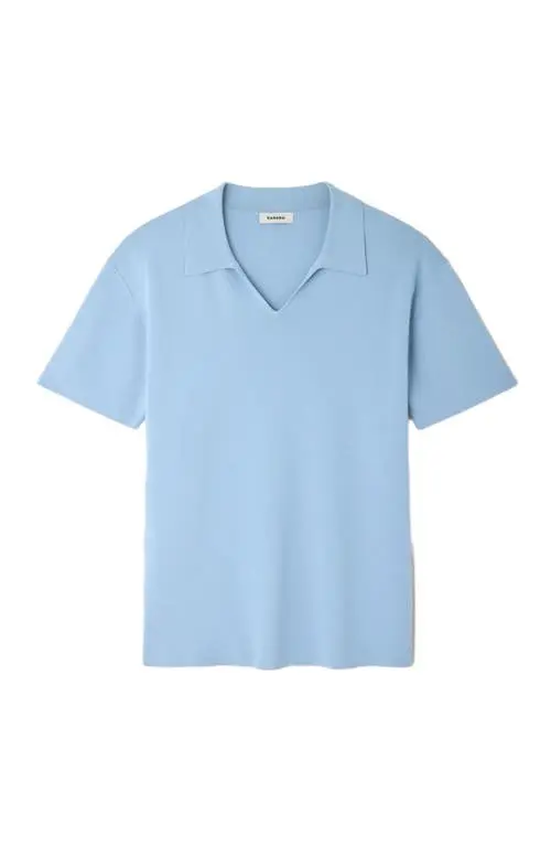 Sandro Stretch Knit Polo Shirt - Sky Blue