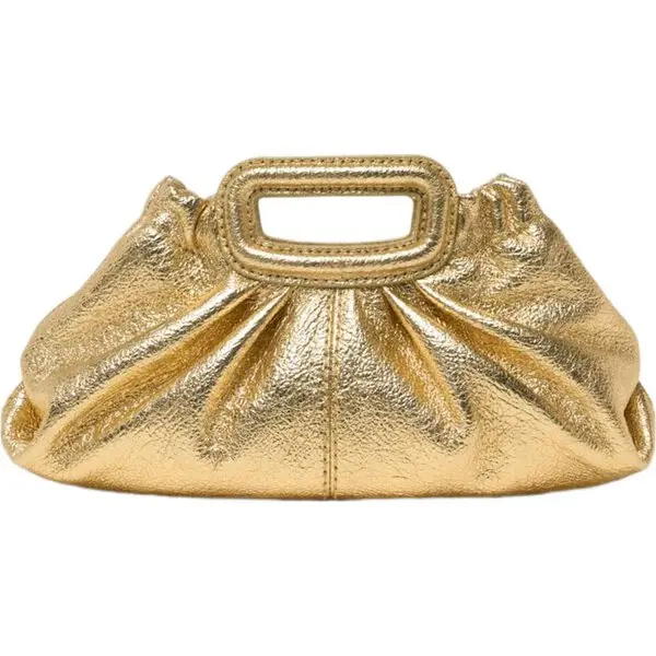 Maje Metallic Leather Milpli Mini Clutch - Gold