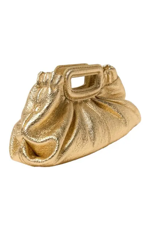 Maje Metallic Leather Milpli Mini Clutch - Gold