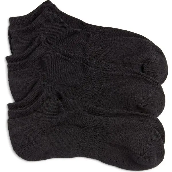 Nordstrom Everyday Ankle Socks Pack Of 3 - Black