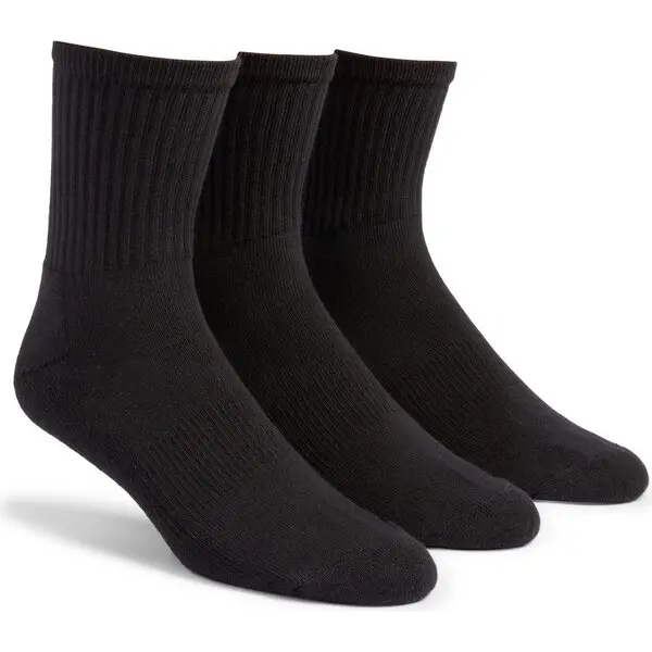 Nordstrom Everyday Low Crew Socks Pack Of 3 - Black
