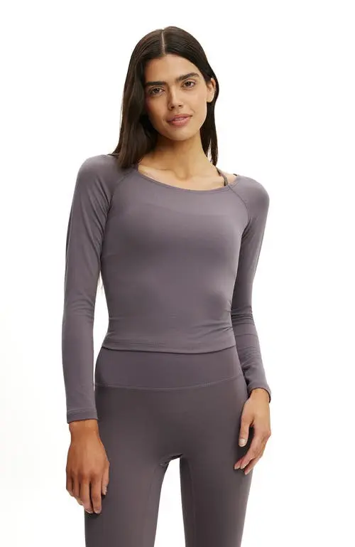 BODY Active Ultra Soft Off The Shoulder Long Sleeve - Violet Grey