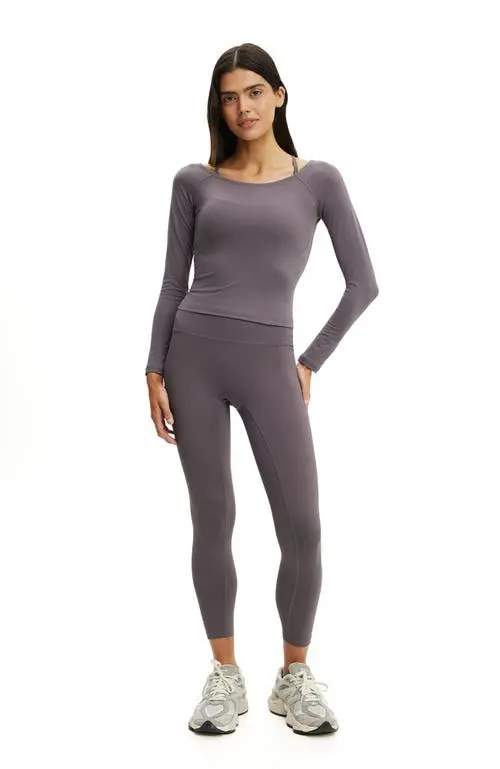 BODY Active Ultra Soft Off The Shoulder Long Sleeve - Violet Grey