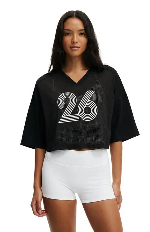 Cotton:on Active Mesh Cropped Graphic Tee - Black