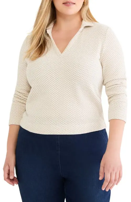 NIC+ZOE Textured Johnny Collar Long Sleeve Shirt