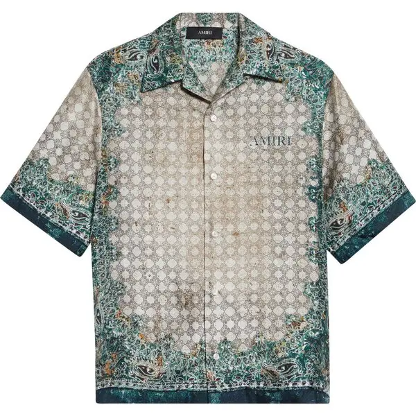 Amiri Monogram Bandana Print Silk Bowling Shirt - Multi Archived