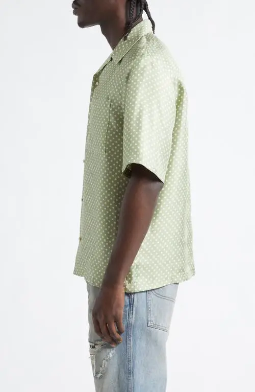 Amiri Ma Polka Dot Silk Camp Shirt - Green Tea Archived