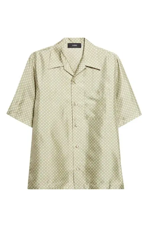 Amiri Ma Polka Dot Silk Camp Shirt - Green Tea Archived