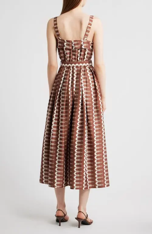 CIEBON Geo Print Belted Maxi Dress
