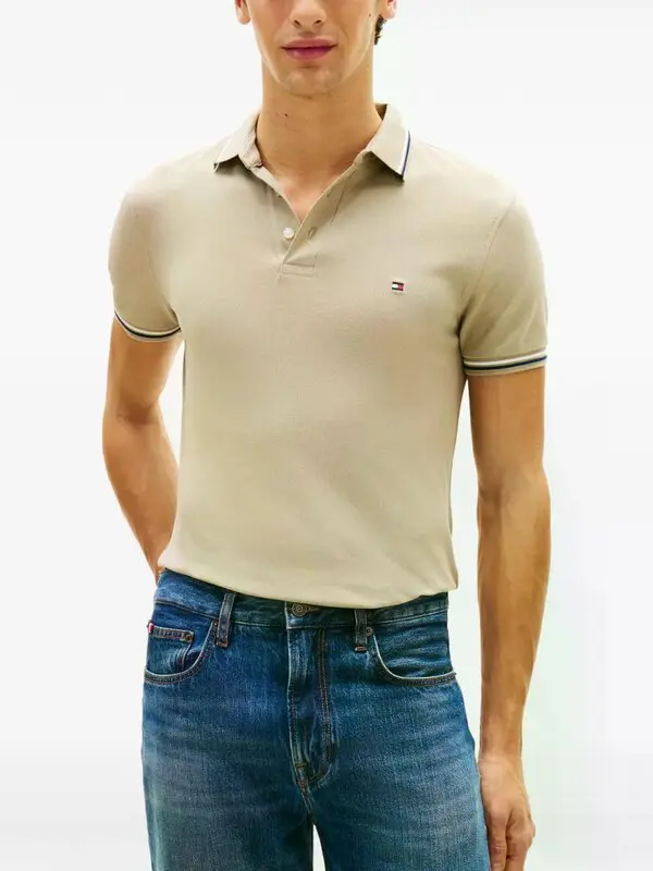Tommy Hilfiger Striped-trim Polo Shirt - Neutrals