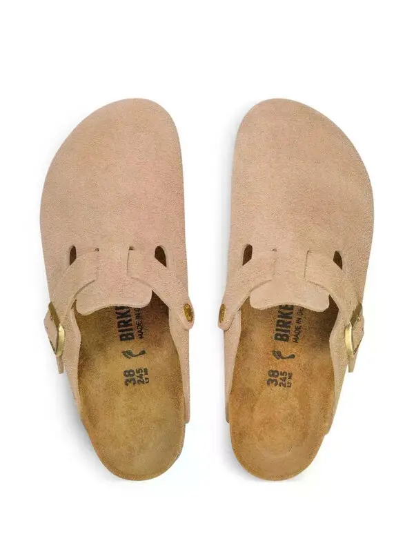 BIRKENSTOCK Boston Suede Slippers With Metal Buckle