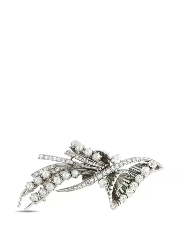 LB EXCLUSIVE Diamond And Pearl Brooch - Silver
