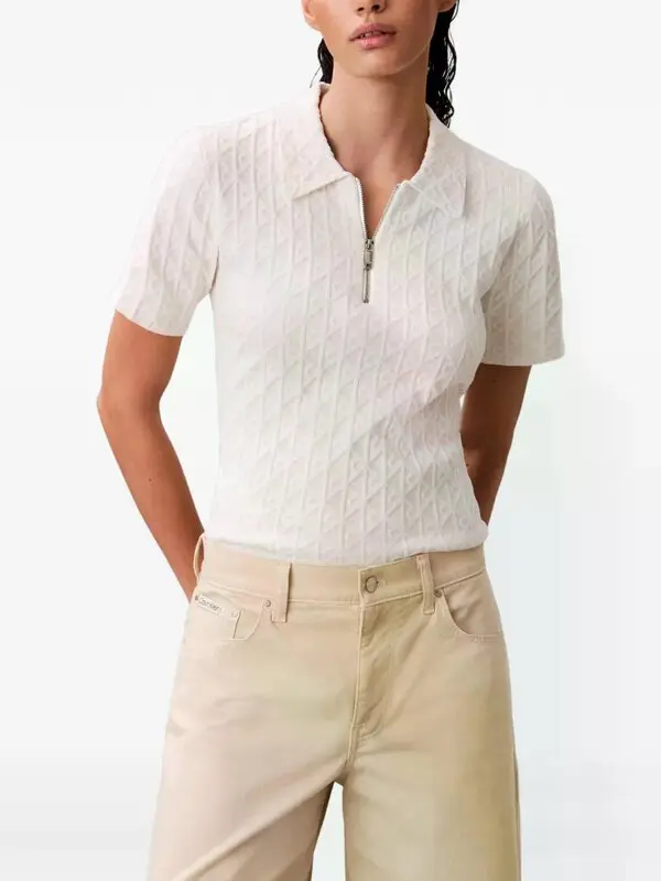 Calvin Klein Textured Zip-up Polo Top