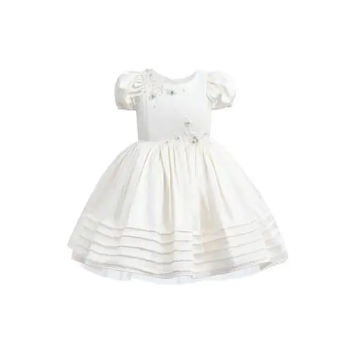 TULLEEN Embroidered Pleated Dress - Ivory