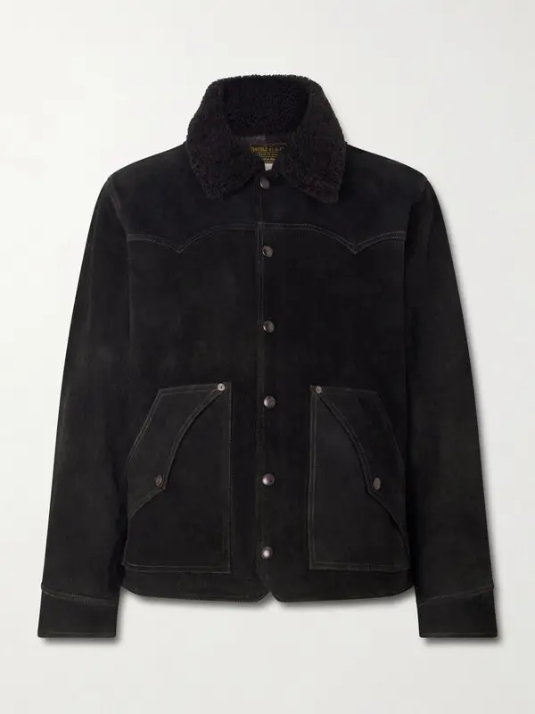 Ralph Lauren Shearling-trimmed Suede Jacket - Black