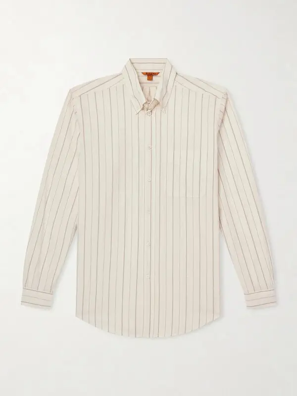Barena Venezia Camison Button-down Collar Striped Cotton-poplin Shirt - Neutrals