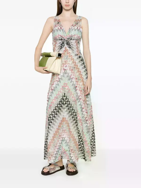 Missoni Sleeveless Zigzag Maxi Dress - Neutrals