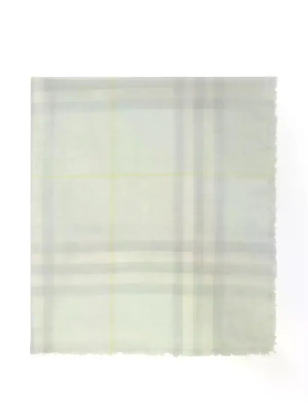 Burberry Wide Check Wool Scarf - Green