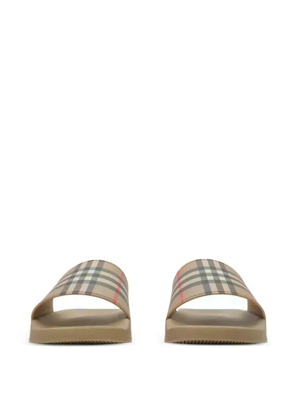 Burberry Check Slides - Neutrals