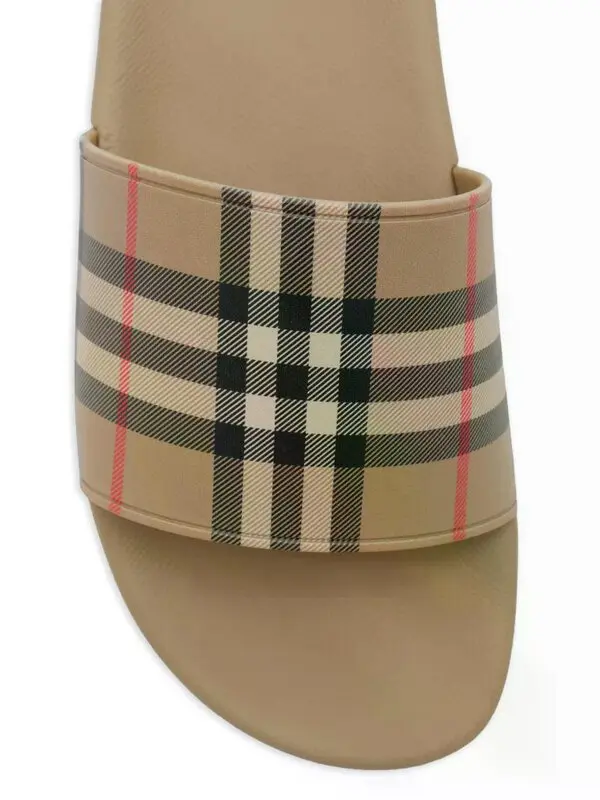 Burberry Check Slides - Neutrals
