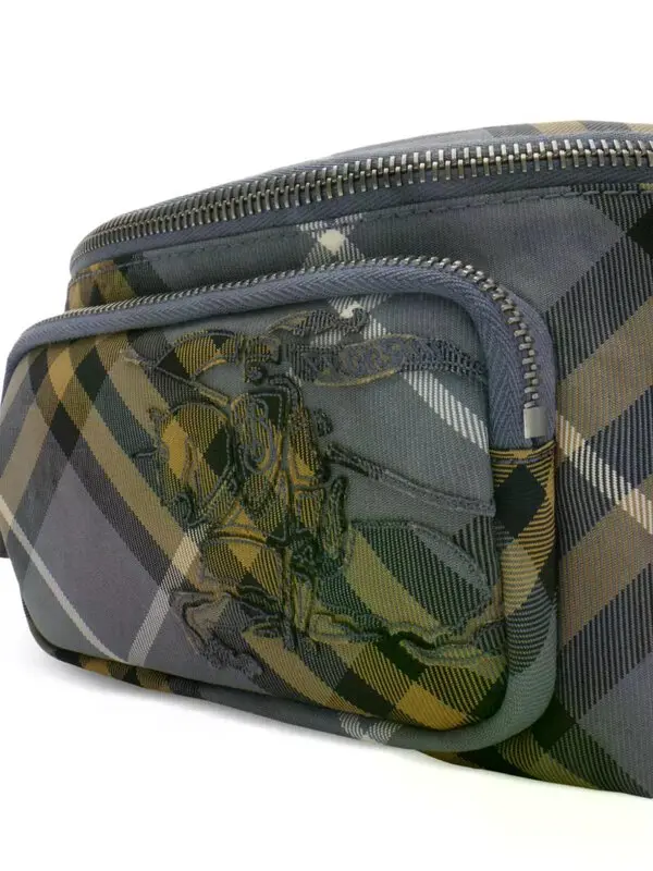 Burberry Check Belt Bag With Equestrian Knight Design - Blue