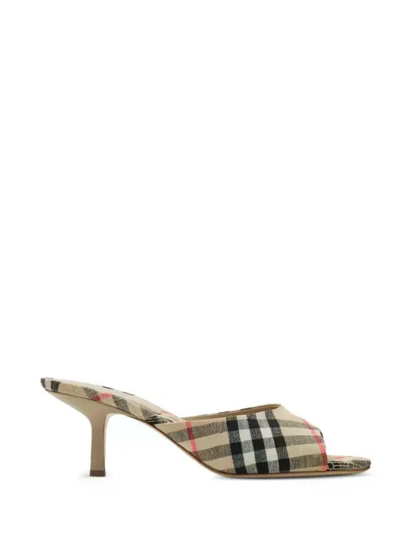 Burberry Check Linen Stiletto Mules