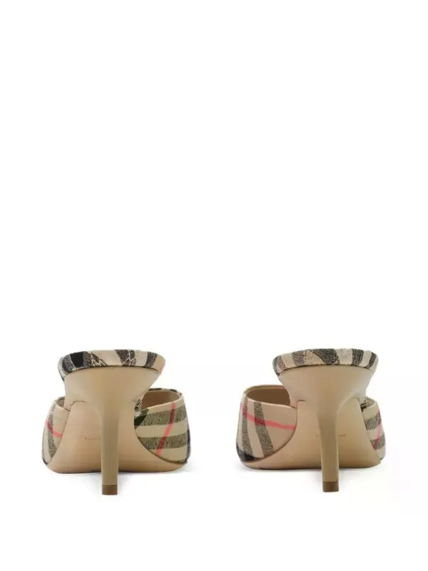 Burberry Check Linen Stiletto Mules