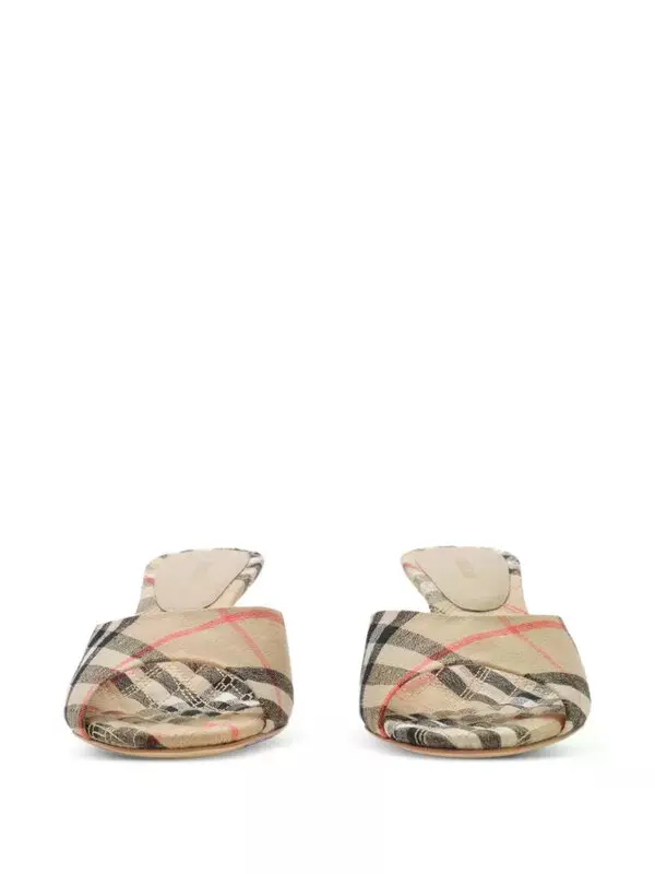 Burberry Check Linen Stiletto Mules