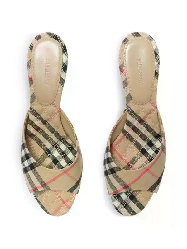 Burberry Check Linen Stiletto Mules